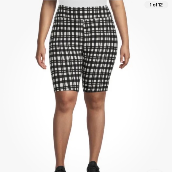 Terra & Sky | Shorts | Terra And Sky Womens Plus High Rise Watercolor Plaid Bike Shorts X 16w18w ...